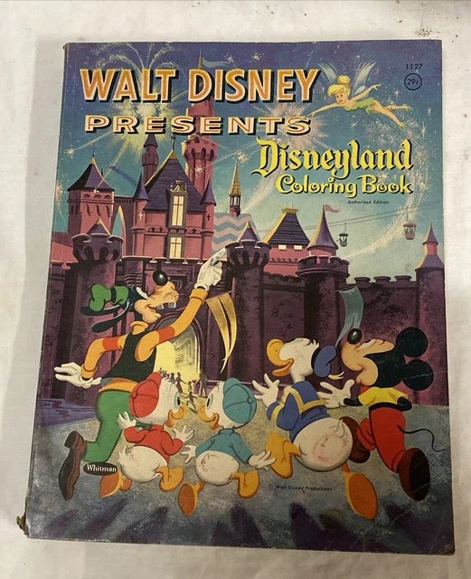 1958 ORIGINAL DISNEYLAND Coloring Book Whitman WALT DISNEY PRODUCTIONS ...