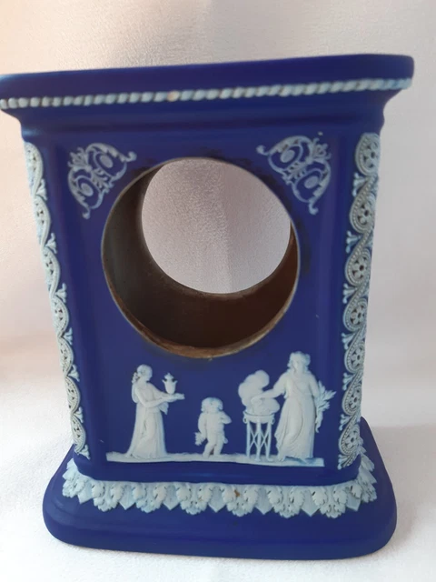 VERY RARE EARLY Wedgwood Blue Dip Jasper Sacrifice Mantle Clock Case C ...