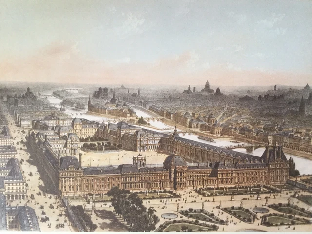 REPRODUCTION HISTORIC VIEW Paris Louvre 1880 Gravure Etching EUR 19,00 ...
