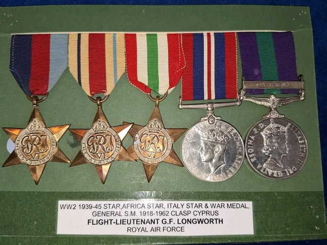 WW2 AND GSM Cyprus Medal Group Of 5 Flight Lieutenant G F Longworth R.a ...