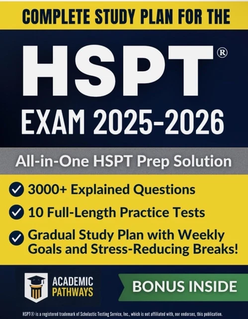 HSPT EXAM STUDY Plan 2025-2026 Test Prep Book New £9.71 - PicClick UK