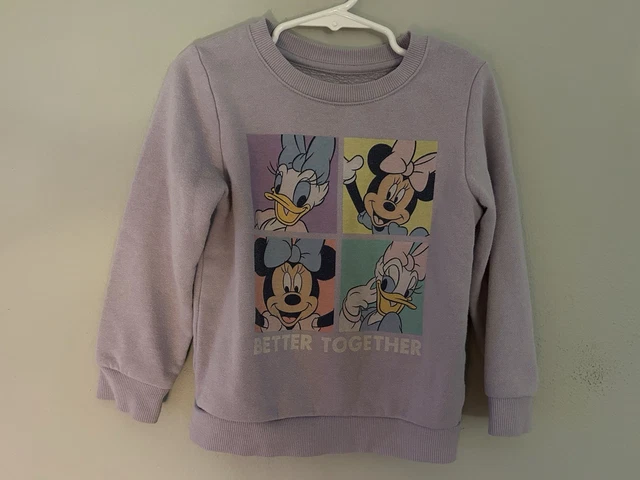 DISNEY MINNIE MOUSE Daisy Duck Purple Girls Crew Neck Sweatshirt Size ...