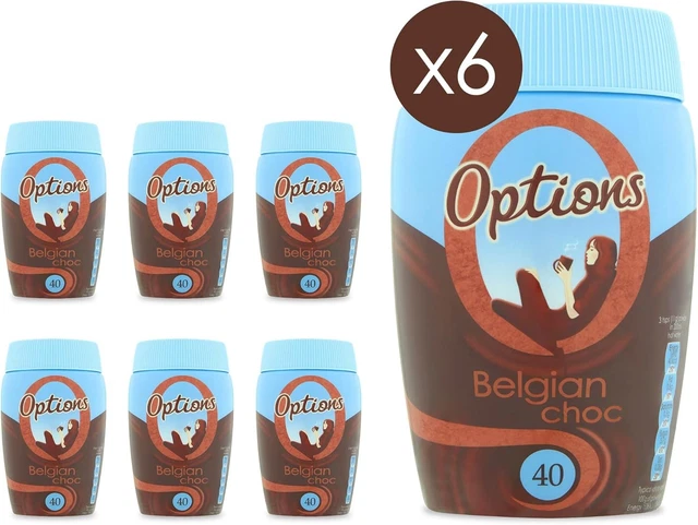OPTIONS BELGIAN CHOCOLATE Instant Hot Chocolate Powder 395g (6 Pack ...