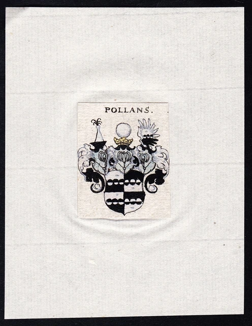 POLLANS ARMOIRIES COAT Of Arms Blason Héraldique Heraldry Gravure sur ...