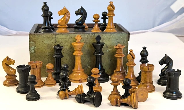 ANTIQUE STAUNTON STYLE Chess Set. King 62mm £94.27 - PicClick UK