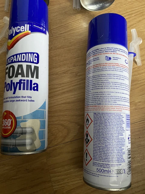 POLYCELL EXPANDING LIQUID Foam Polyfilla 500ml Quick Set - 4 Brand New ...