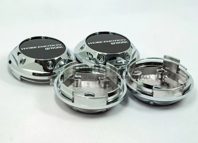4X68MM WORK EMOTION Black Chrome Emblems Badges Wheel Caps Hubcaps Rim ...