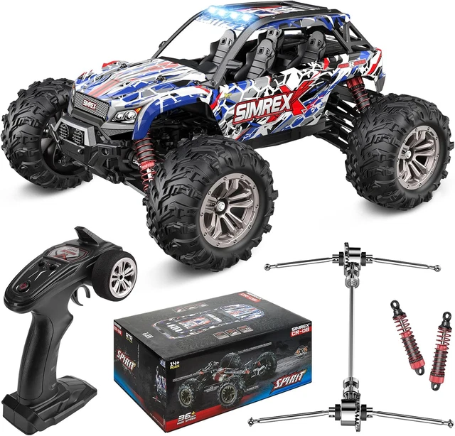 SIMREX 1/16 SCALE Hobby RC Car, 36 KPH High-Speed 4WD RC Truck, 2.4 GHz ...