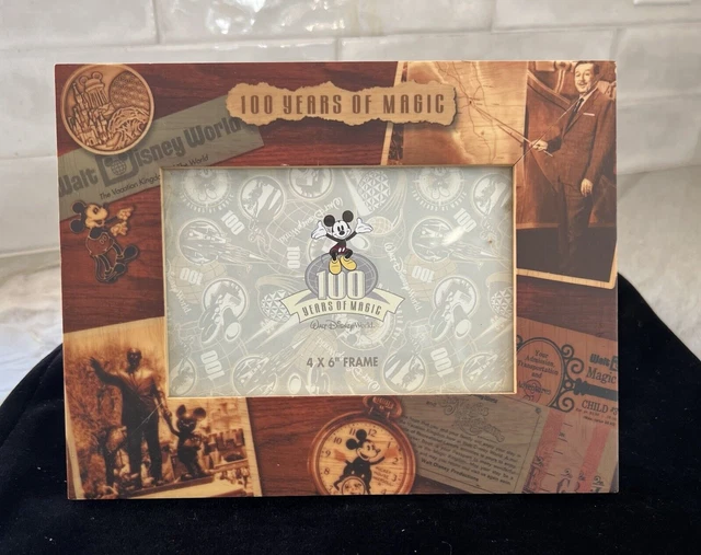 DISNEY MICKEY MOUSE Picture Frame 100 Years Of Magic Wood 4" X 6" £13. ...
