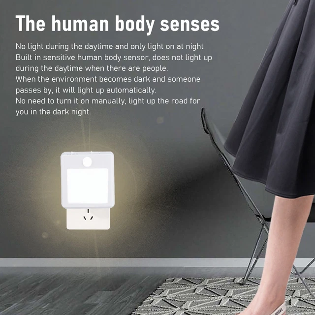 2X PLUG IN Night Light Mini Motion Sensor Night Light 2 Color ...