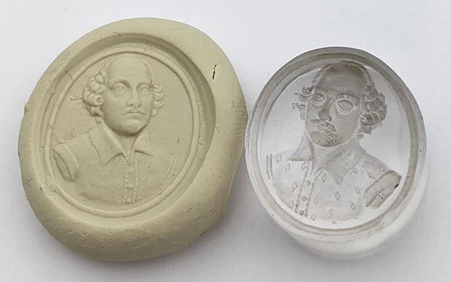 FINE GEORGIAN WILLIAM Shakespeare Bust Glass Intaglio Seal 18Th Century ...