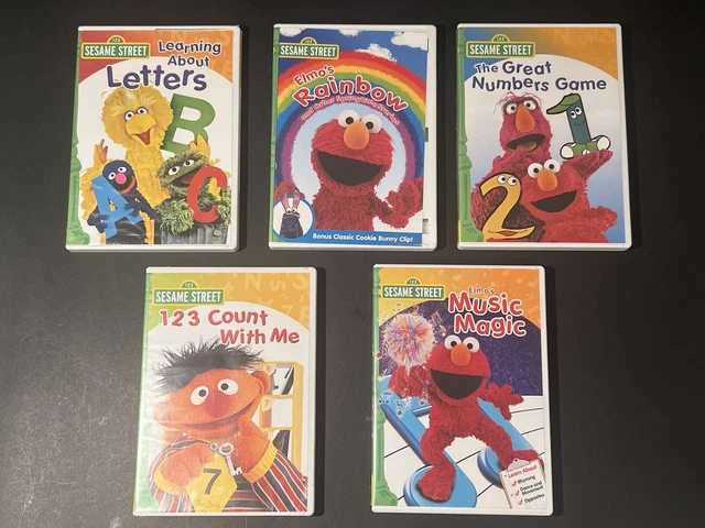 SESAME STREET 123 DVD Lot of 5 ~ Elmo’s Rainbow, Learning About Letters ...