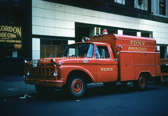 FIRE APPARATUS SLIDE- FDNY Ford Emergency Unit Rare Unique New York ...