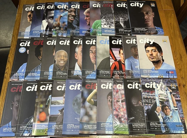MANCHESTER CITY 2010-2011 FULL SET OF HOME PROGRAMMES x30 (FA CUP ...