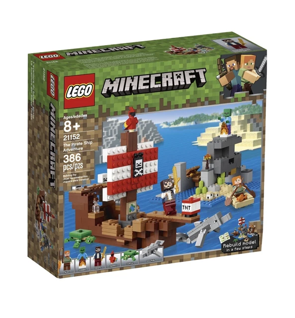 LEGO MINECRAFT THE Pirate Ship Adventure 21152 Building Kit (386 Pieces ...