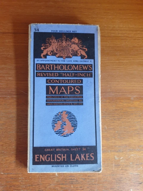 BARTHOLOMEWS REVISED &HALF-INCH& Contoured Maps English Lakes Sheet 34 ...