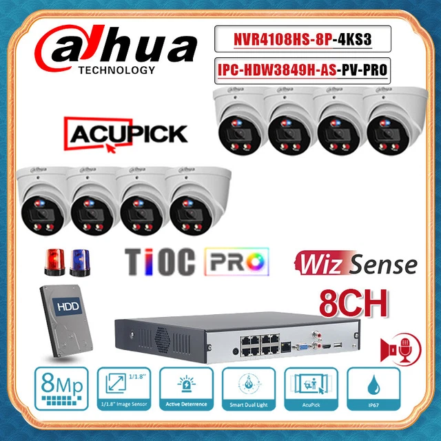 DAHUA 8CH 4K 8MP IPC-HDW3849H-AS-PV-PRO IP Camera 8POE SecuriSy System ...