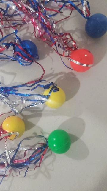 12 HIGH BOUNCE Balls Bouncy Rubber Ball With Streamers Party Favors Cat ...