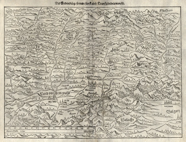 ROMANIA TRANSILVANIA ORIGINALE Intaglio IN Legno Cartina Geografica ...
