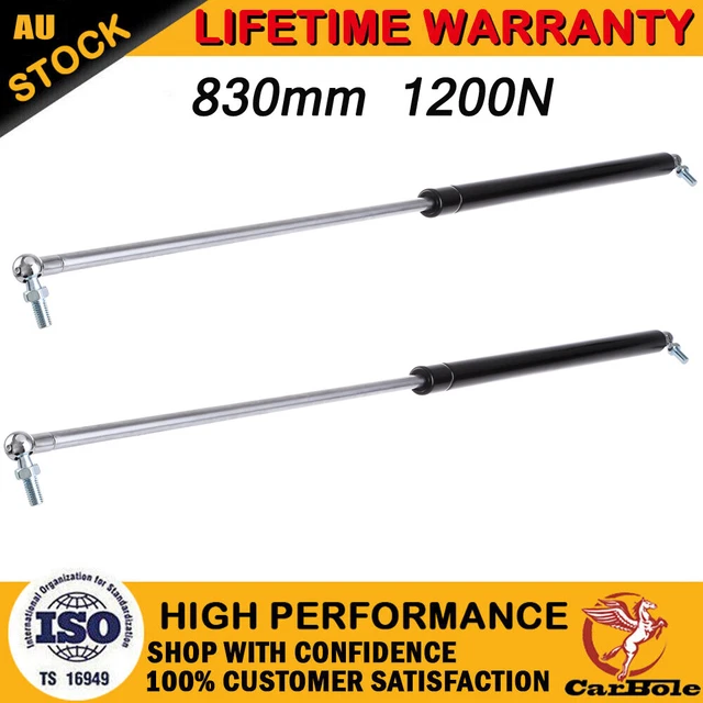 GAS STRUTS 830MM 1200N (10mm Shaft) Caravans Trailers Canopy Toolboxes ...