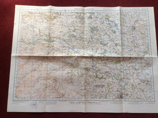 WW2 1941 WAR Office British Military Map Ripon Northallerton Home Guard ...