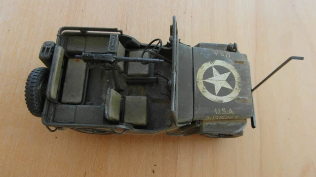 1:35 WW2 US Army Willys Jeep gut gebaut & bemalt mit etwas Verwitterung ...