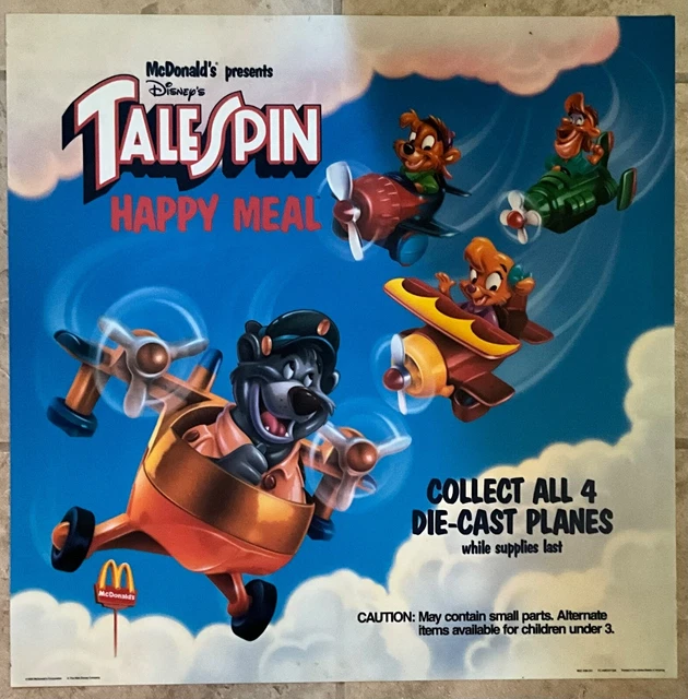 MCDONALD’S DISNEY’S TALE SPIN Happy Meal TRANSLITE Poster 21” x 22” 1990 VGC* £37.86 - PicClick UK