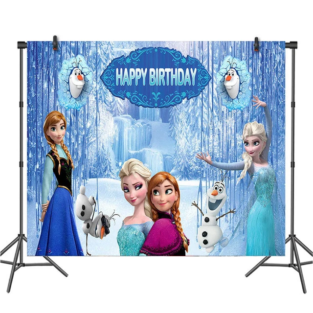 FROZEN HAPPY BIRTHDAY Backdrop Banner Background Cartoon Party Studio ...