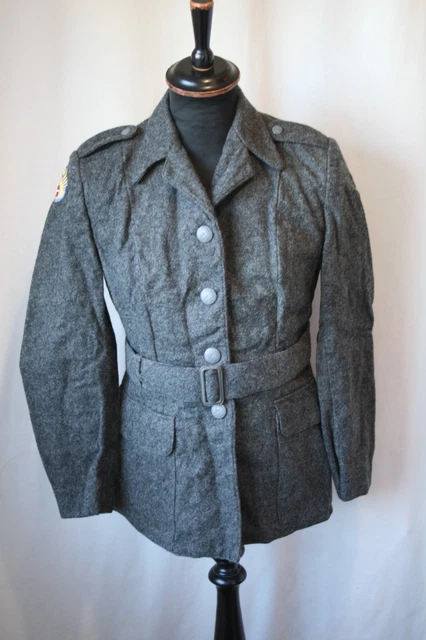 VTG 1964 WOMEN'S Danish Civil Defence grey cold war wool jacket small ...