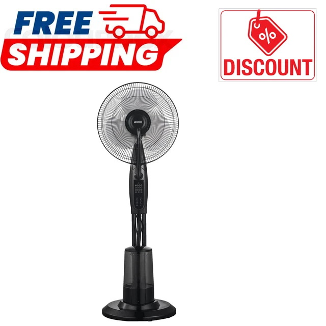 LENOXX MISTING PEDESTAL Fan - 3.2L Water Tank, Remote Control - 3-Speed ...