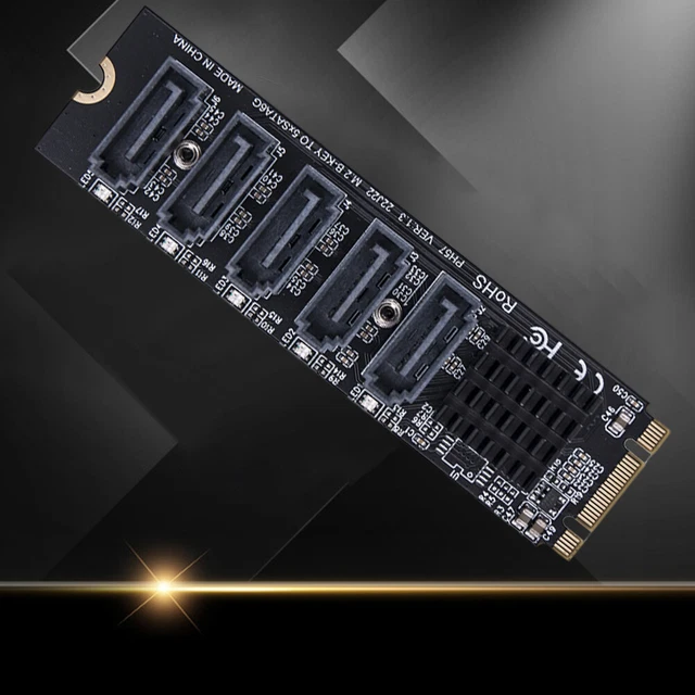 M.2 MKEY PCI-E Riser Card M.2 To SATA 3.0 Expansion Card Adapter Card ...