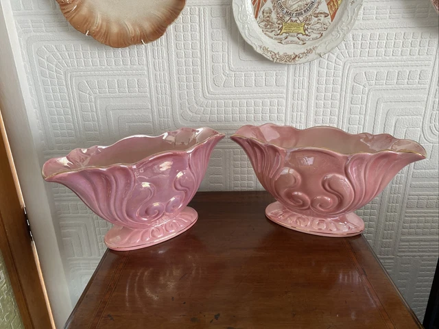PAIR OF LARGE Maling Pink Lustre Mantle Vases £50.00 - PicClick UK