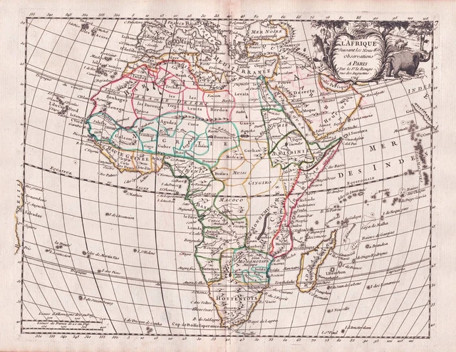 AFRICA CONTINENT MAP Copperplate Engraving Le Rouge 1756 £51.92 ...