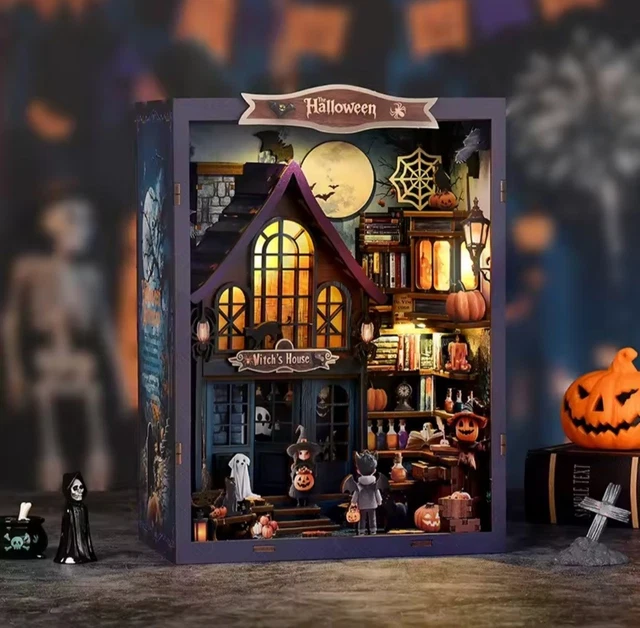 DIY MINIATURE BOOK Nook Kit - "Witch's House" Halloween Magic & LED ...