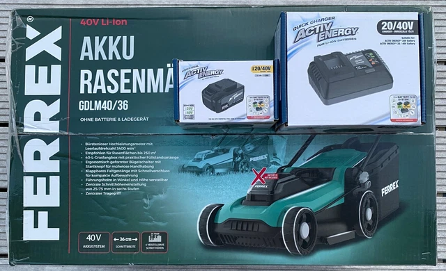 FERREX 40V AKKU Rasenmäher mit 40V Akku und 20/40V Ladegerät neu EUR ...