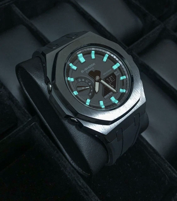 CASIO G-SHOCK GA-2100-1A1ER Black Dial Custom Casioak Steel Case Mod ...