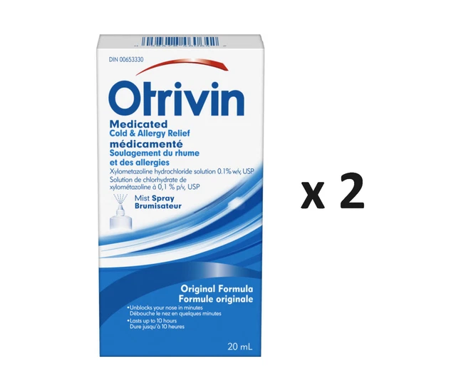 OTRIVIN MEDICATED COLD & Allergy Relief Nasal Decongestant 20 mL - Pack ...
