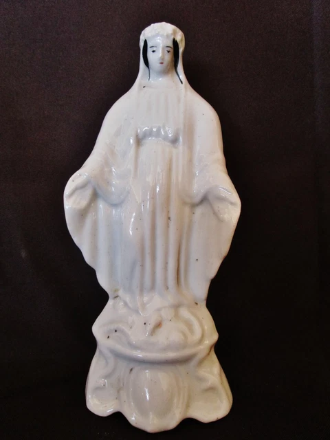 ANCIENNE STATUE/STATUETTE VIERGE Marie-polychrome-en porcelaine de ...