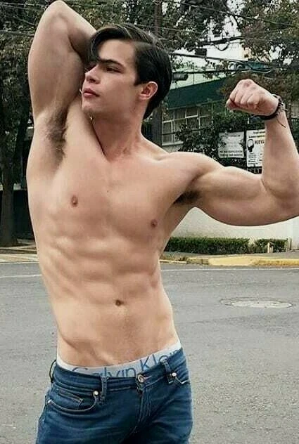 SHIRTLESS MALE BEEFCAKE Muscular Jock Flex Pose Arm Pit Hunk Guy PHOTO ...
