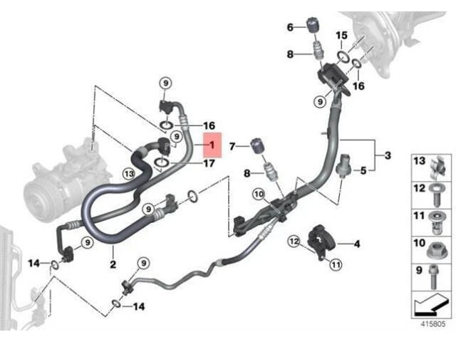ORIGINAL BMW F22 F23 F30 F30N Refrigerant Discharge Hose Line ...