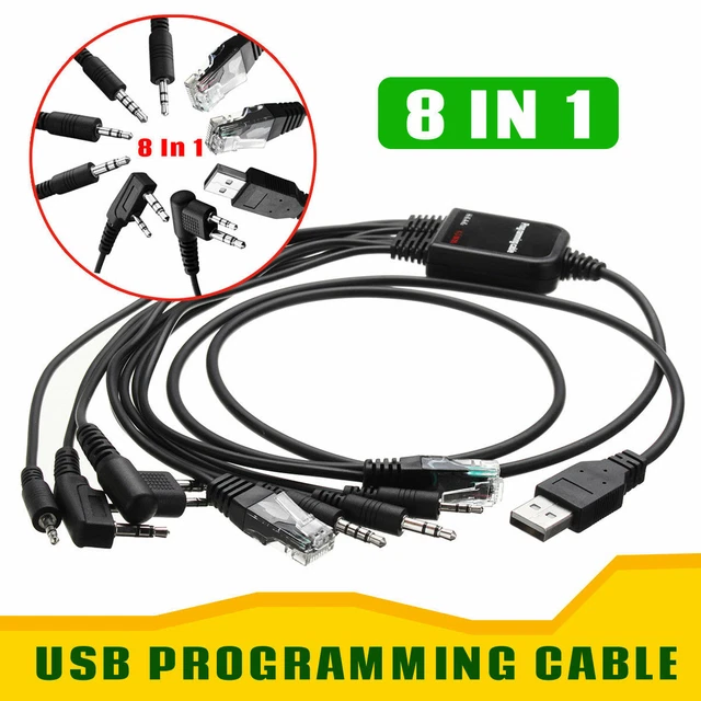8 IN 1 USB Programming Cable For Motorola Baofeng Kenwood TYT YAESU QYT ...