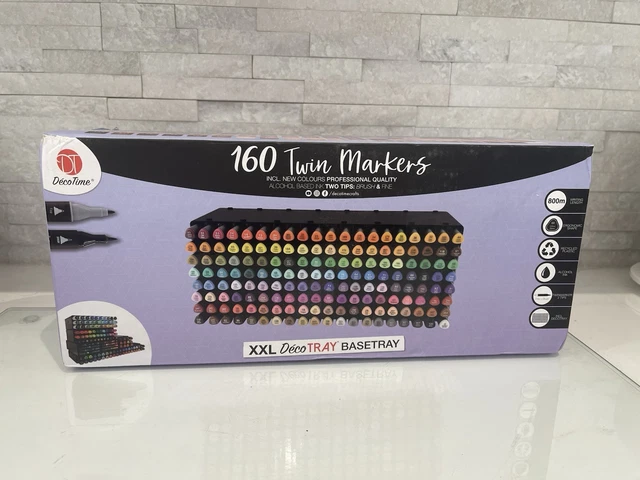 DECOTIME 160 XXL Pack Twin Markers Alcohol Based Professional Colouring ...