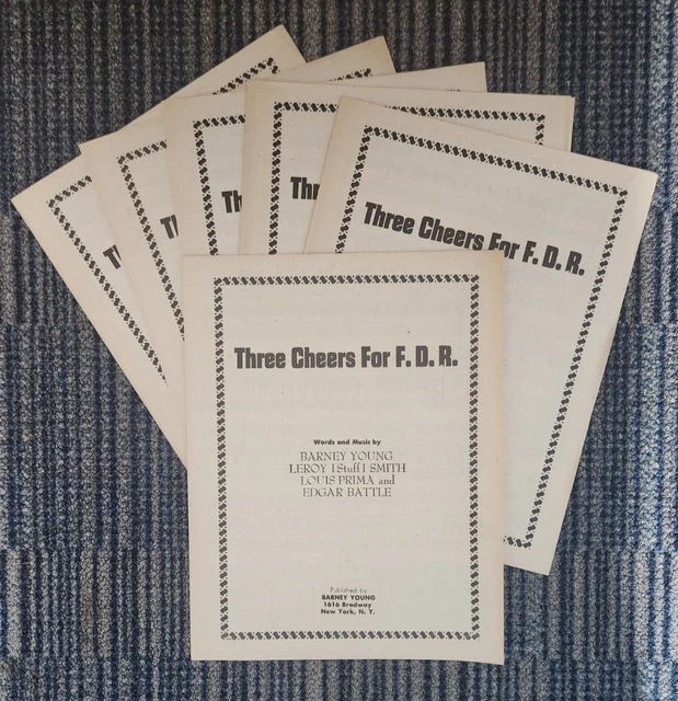 (6) &THREE CHEERS For F.D.R." Sheet Music 1942 President Franklin D ...