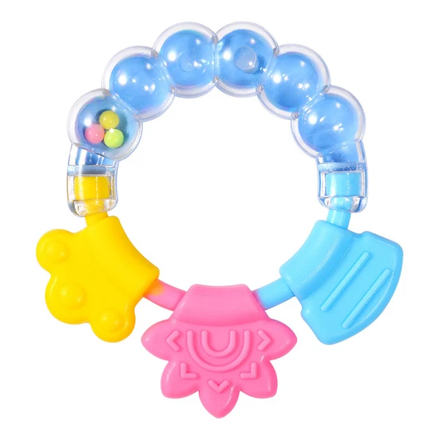 BABY RATTLE TEETHER Gum Silicone Baby Rattle Chew Toy For Baby Infant ...