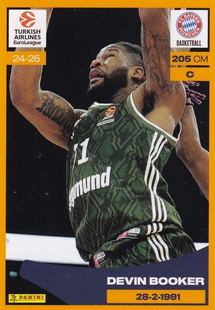 PANINI 2024-25 EUROLEAGUE Sticker FC Bayern Munich No. 198 Devin Booker ...