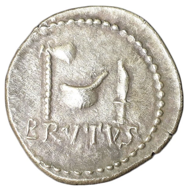 BRUTUS, ASSASSIN DE Jules César, AR Imperatorial Denarius 43 av. J.-C ...