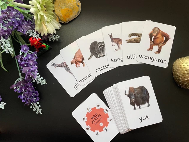 32 WILD ANIMAL Flash Cards - EYFS/ Preschool/ Toddler/ SEN/ KS1/ ESL £3 ...
