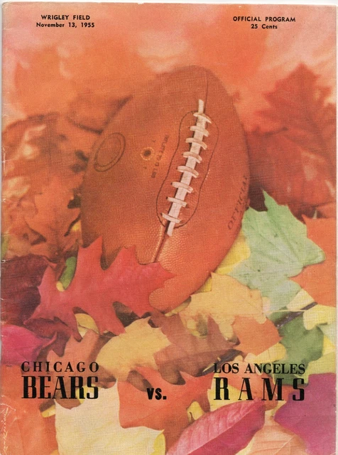 1955 NFL FOOTBALL Program Rams de Los Angeles vs Chicago Bears Wrigley ...