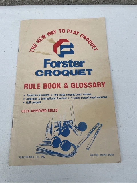 ORIGINAL 1985 FORSTER Croquet Rulebook Glossary Instruction Manual ...