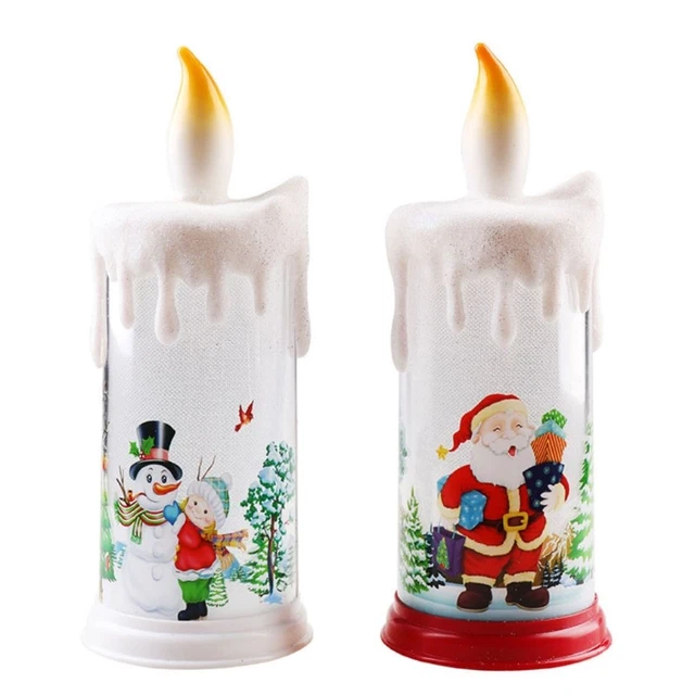 CHRISTMAS REALISTIC PILLAR LED Light Santa Snowman Flameless Night Lamp ...